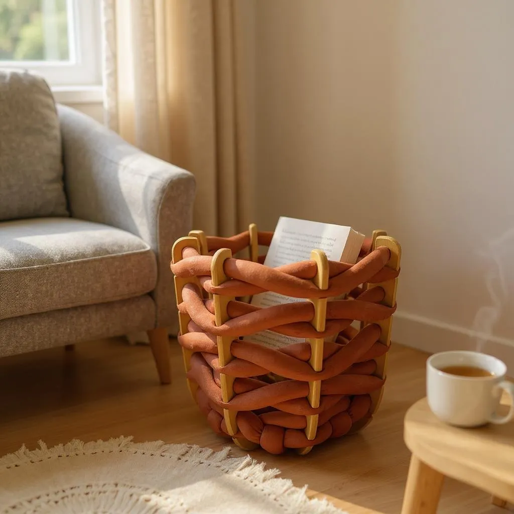 (L) Hull Basket in Red Earth Ultra suede | Knots Studio