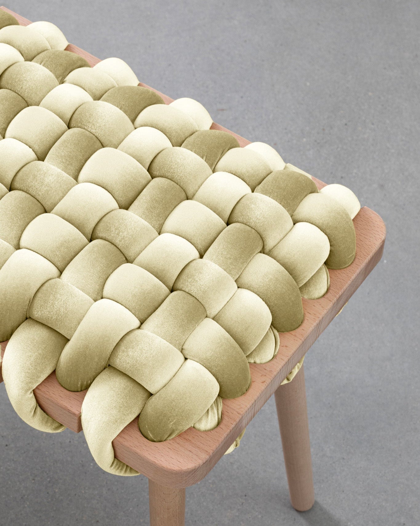 Ivory Velvet Woven Stool | Knots Studio