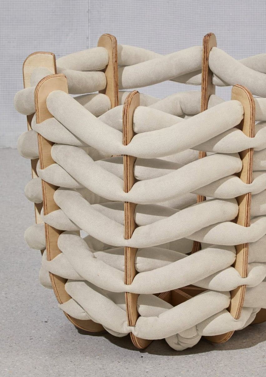 (M) Hull Basket in Cream Vegan Suede — Knots Studio