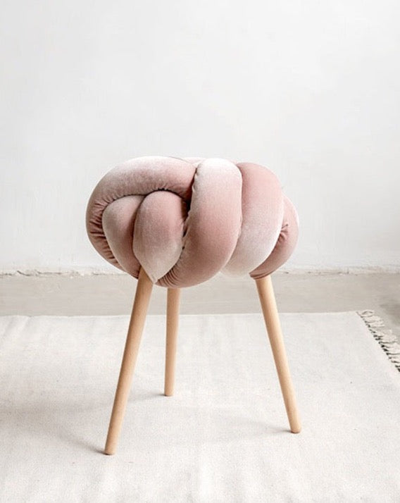 Blush Pink Velvet Knot Stool | Knots Studio