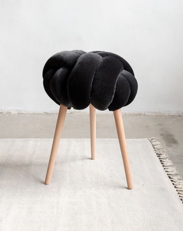 Black Velvet Knot Stool — Knots Studio